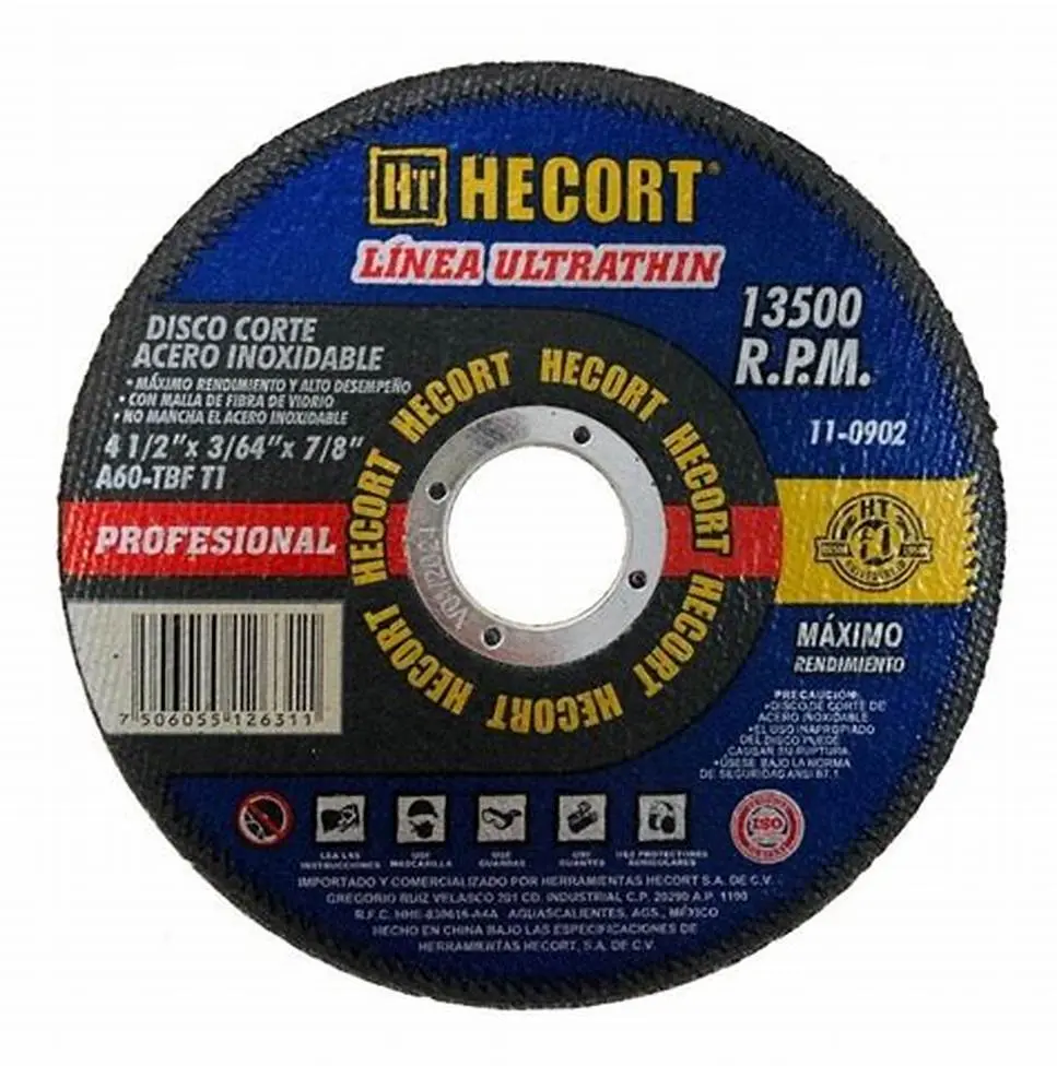 DISCO DE CORTE HECORT 4 1/2" P/INOX. | 101 Grados